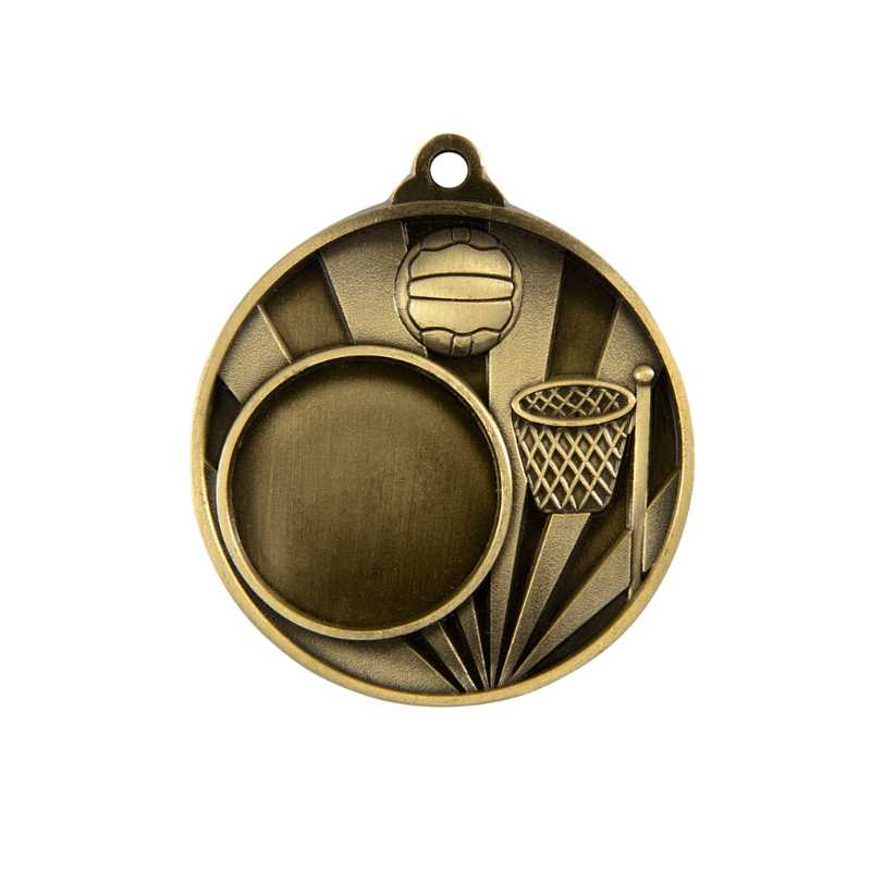 NETBALL MEDAL (eva 1076C-8G ) includes neck ribbon & logo centre - Mid ...